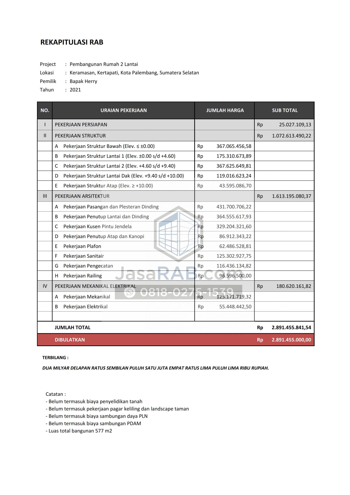 Contoh RAB - JasaRABcom